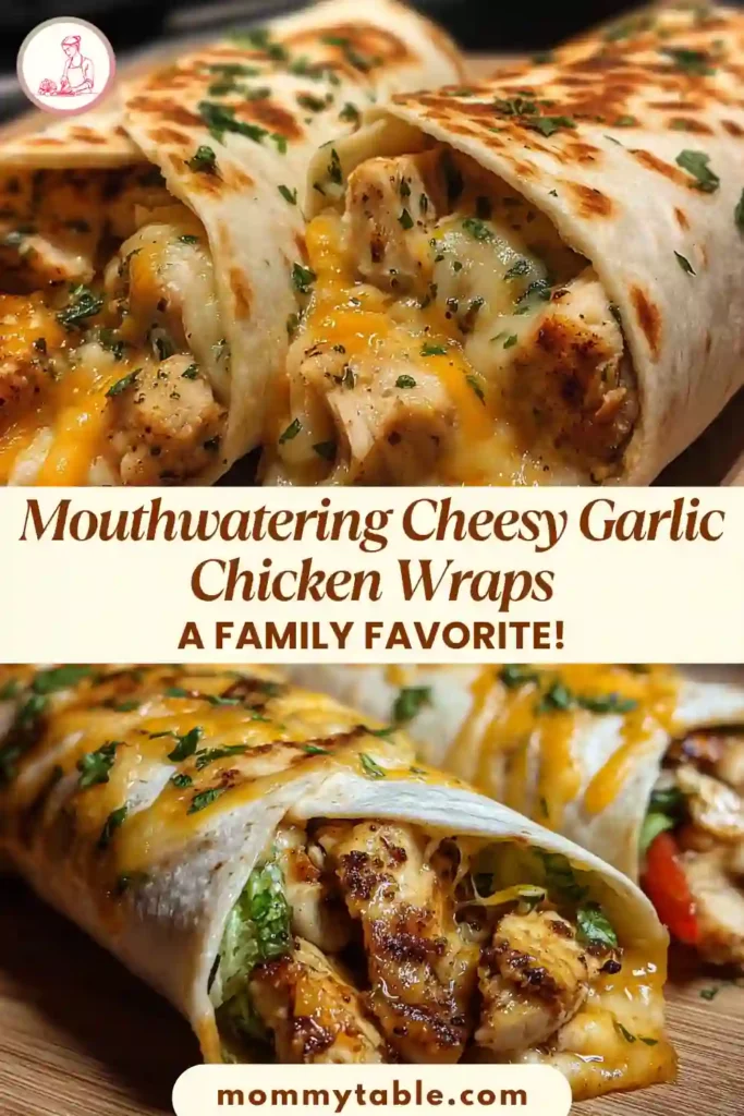 Ooey-Gooey Cheesy Garlic Chicken Wraps
