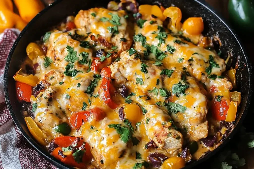 Cheesy Baja Chicken & Bell Pepper Skillet